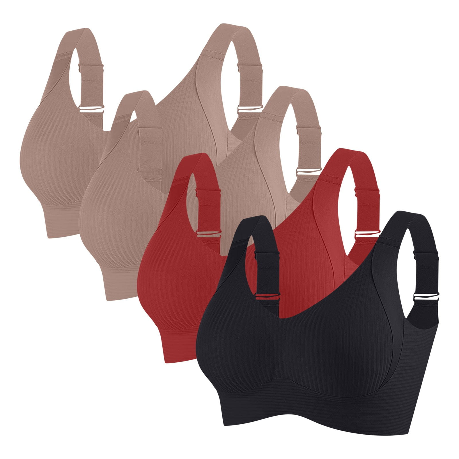 4PC Women's Anti-Sagging Wireless Bra - Invisible Lift Full Coverage ...