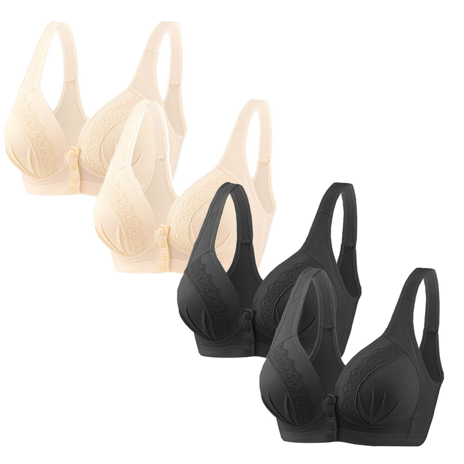 4PC Women's No Steel Ring Lactation Bra, Yoga Running Bra, Back ...