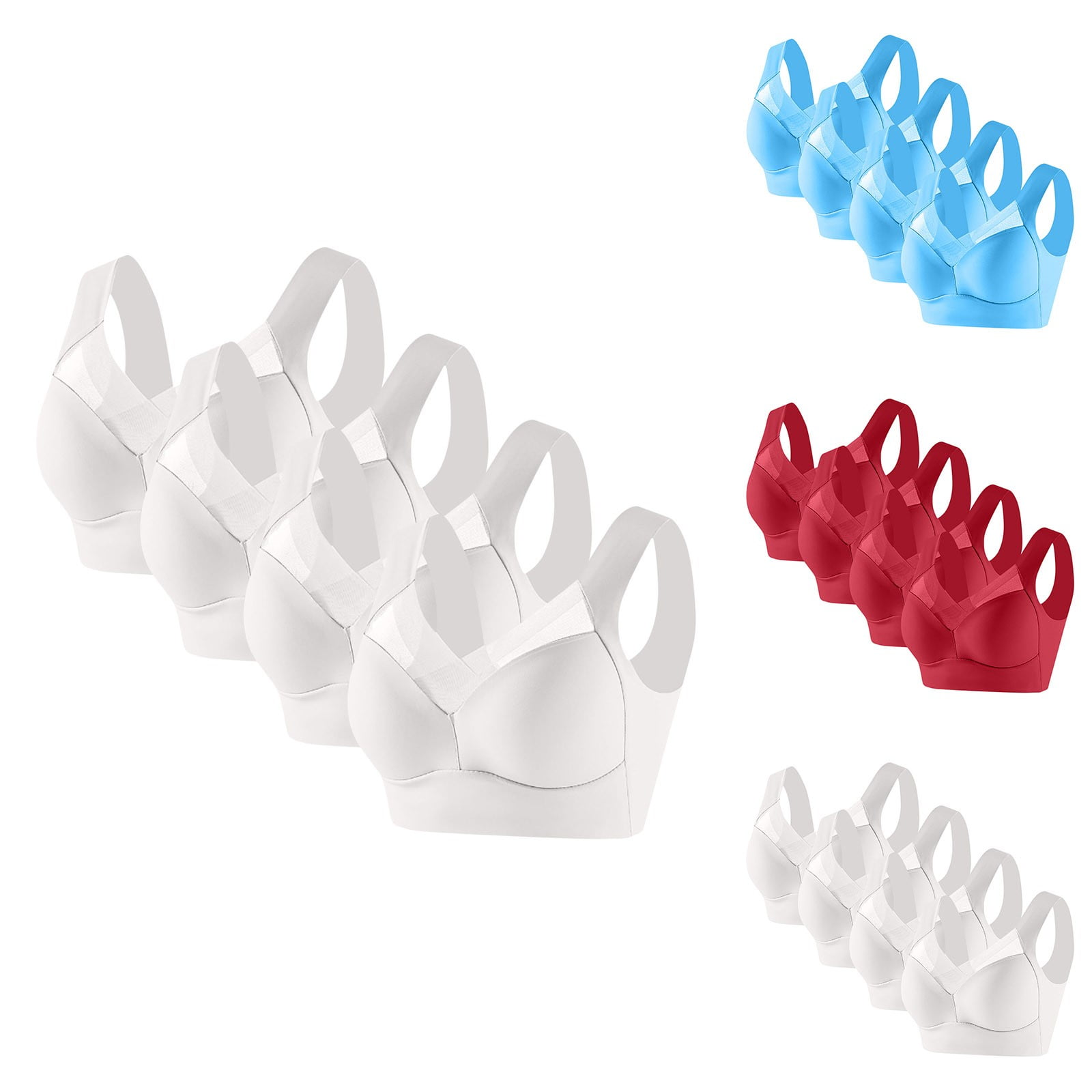 4PC ZHUGeLI Plus Size Bra for Women, Front-Closure Bra with Nursing ...