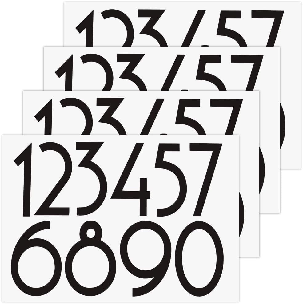 4PCS 0~9 Reflective Mailbox Number Stickers Black Vinyl Waterproof ...