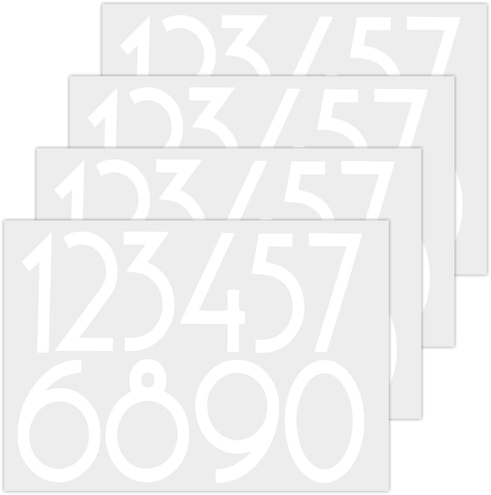 4PCS 0~9 Reflective Mailbox Number Stickers White Vinyl Waterproof ...