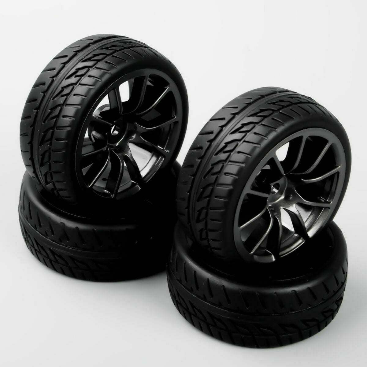 4PCS 1/10 Scale On-Road Tires&Wheel Rim 12mm Hex for HPI HSP RC Racing Car - Walmart.com