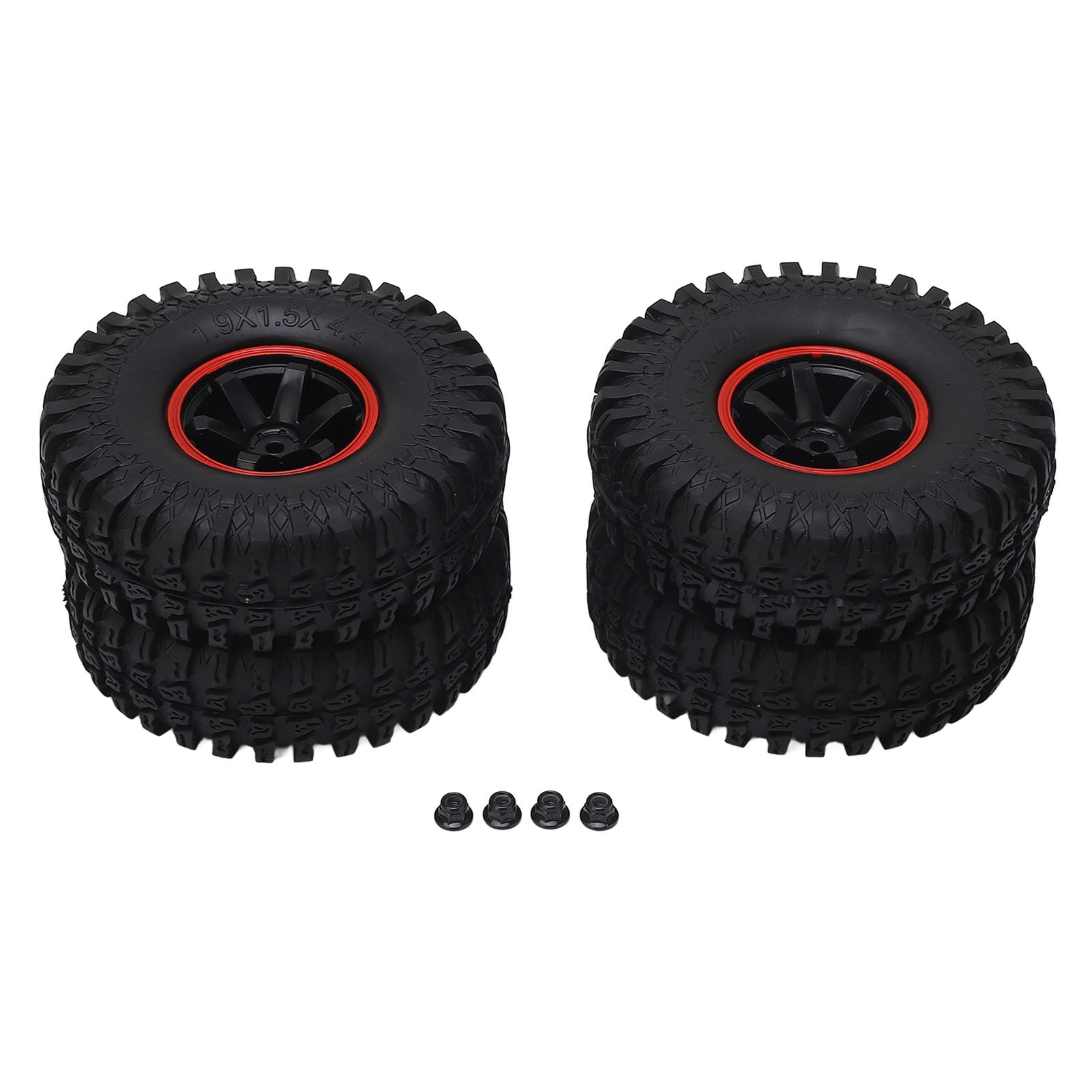 4PCS 1/10Off Road Car Tire Strong Grip 6 Holes Red Rim Rubber Wheels ...