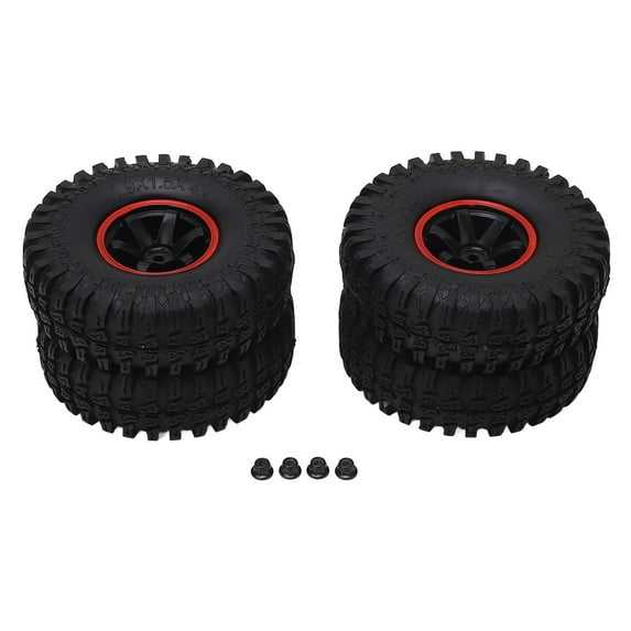 4PCS 1/10Off Road Car Tire Strong Grip 6 Holes Red Rim Rubber Wheels ...