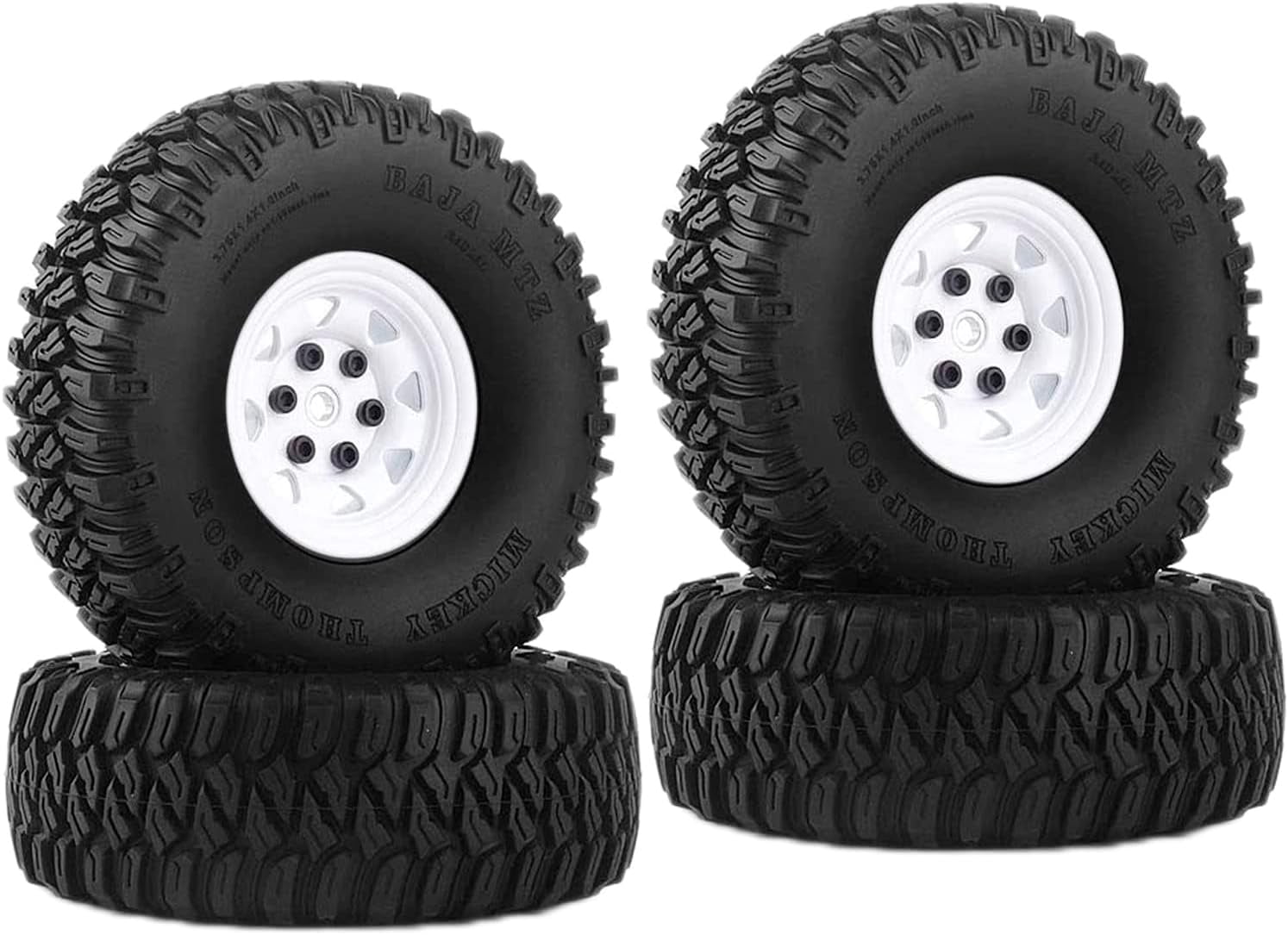 4PCS 1.55 inch Aluminum Metal Beadlock Wheels Rim Rubber Tires Set ...