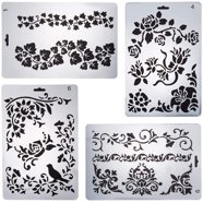Flower Border Stencil 4 Style Reusable Flower Drawing Stencil Vines ...