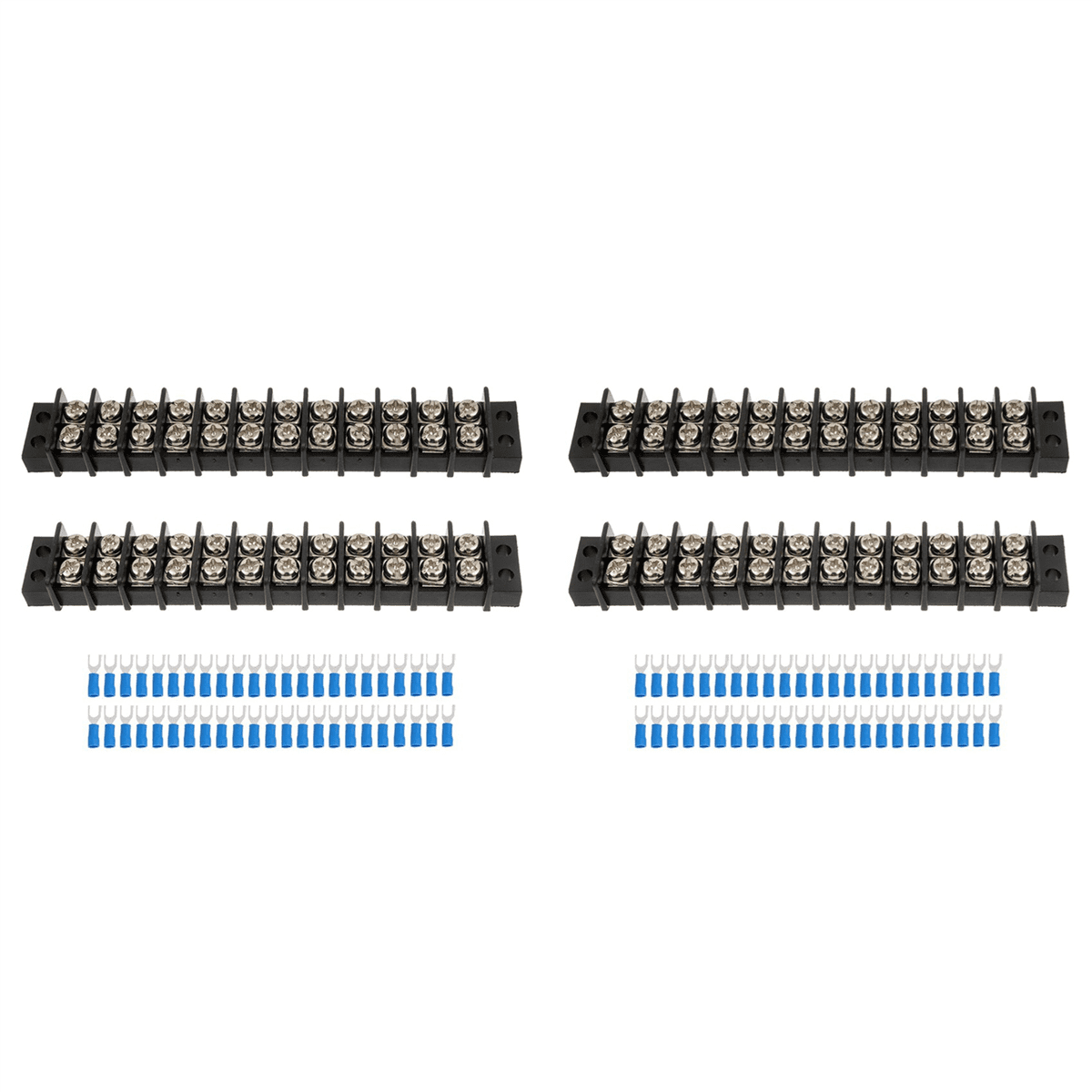 4PCS 12 Circuits 12 Positions Terminal Block 20-30A 200-450V Dual Row ...