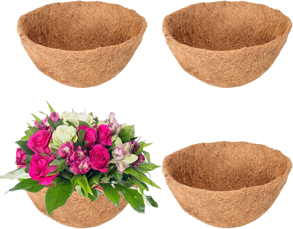 4PCS 12'' Coco Coir Liners for Hanging Baskets, Coconut Liners for ...