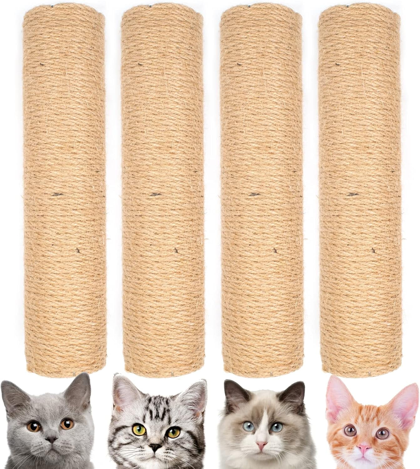 4PCS 12 Inch Cat Scratching Post with Natural Sisal Rope Cat Scratch ...