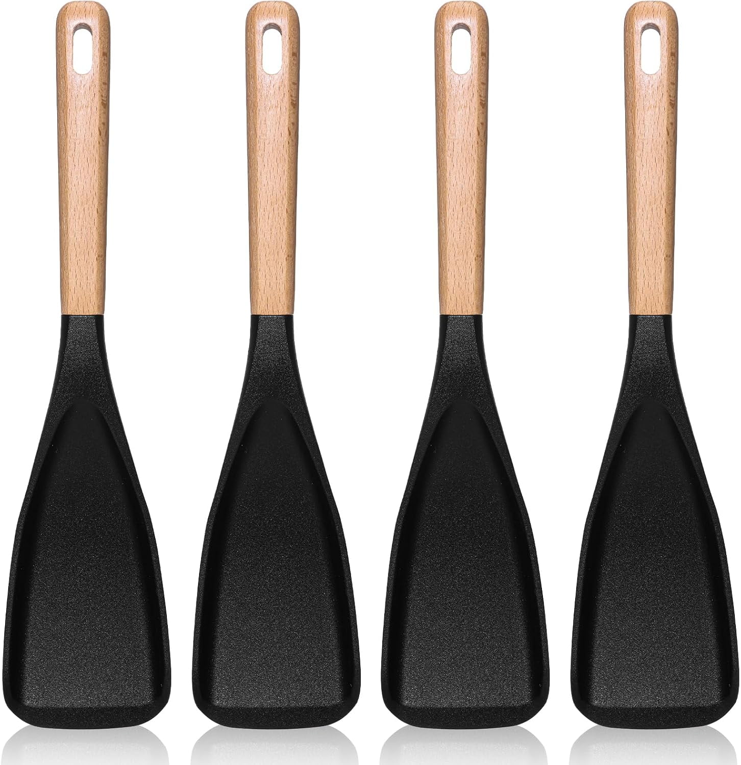 4PCS 12 Inch Silicone Cooking Spoon for Nonstick Cookwares, Multi ...