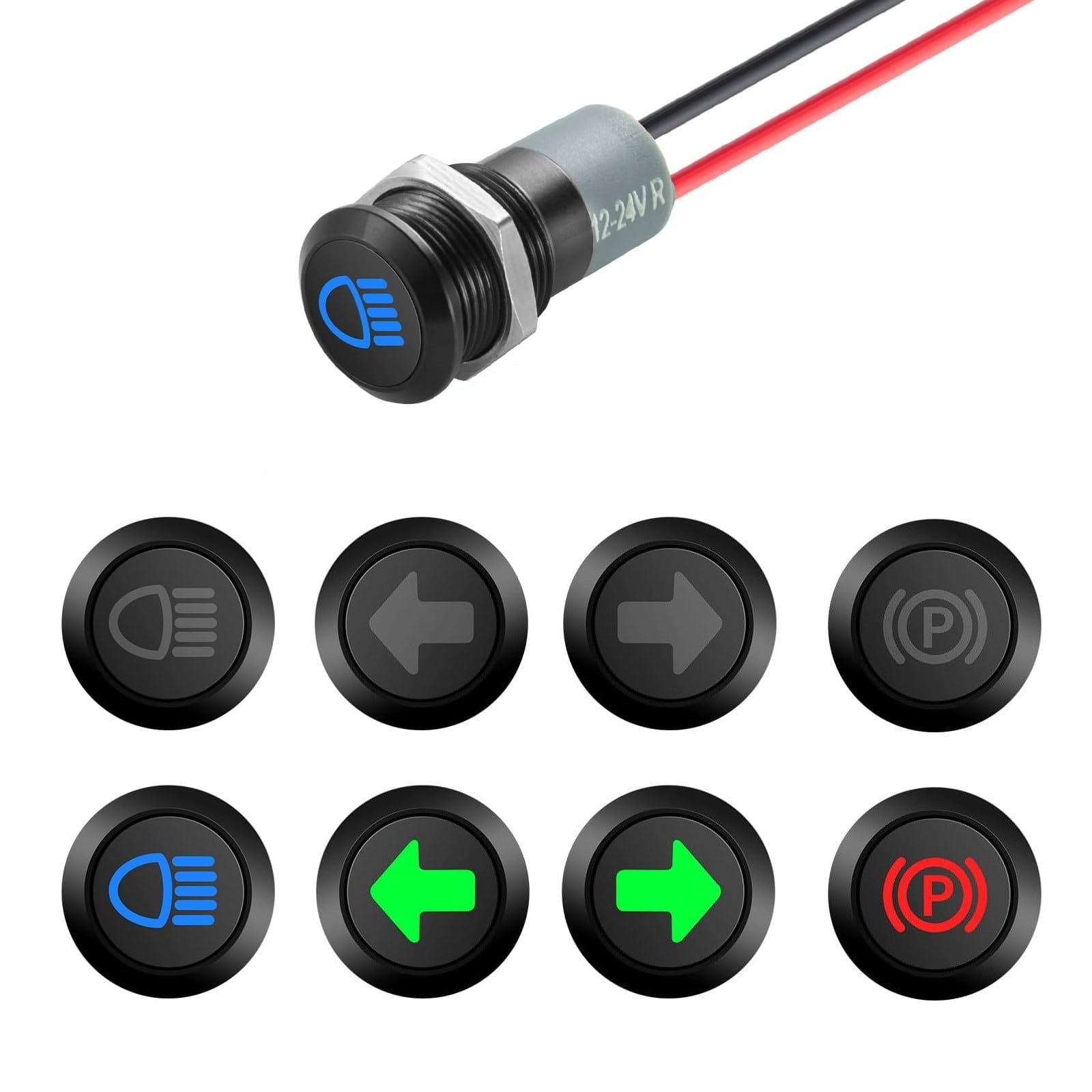 4PCS 12V LED Indicator Light Waterproof 12mm Small Metal LED Indicator ...