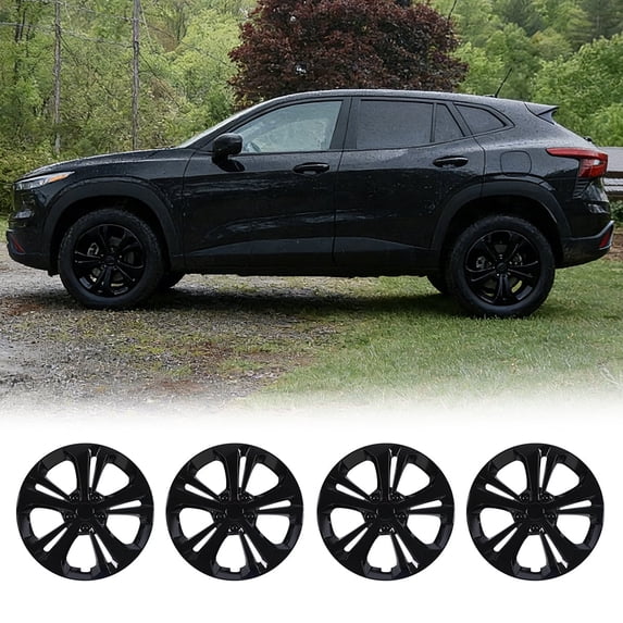 4PCS 17 inch Hubcaps for 2024-2026 Chevy Trax, Snap-On Black Lacquer ...