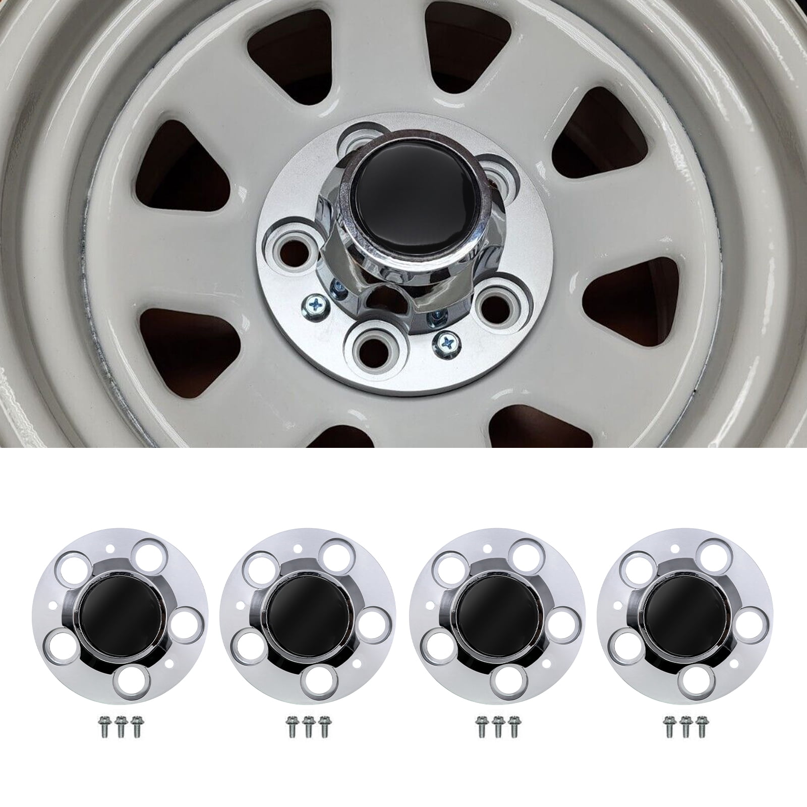 4PCS 170mm Plastic Hubcaps Fits for Chevy GMC Car Truck 5 Lug 15" 15x8 ...