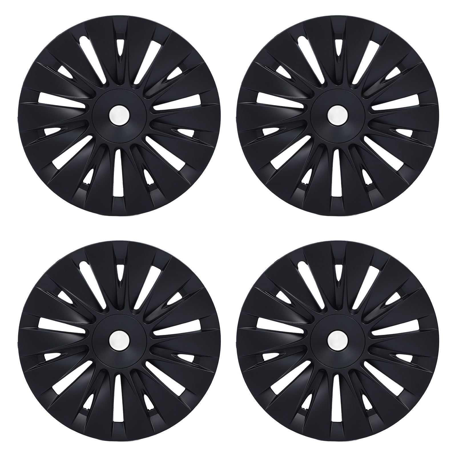 4PCS 19in Wheel Hub Cap Matte Black Sporty Wheel Rim Cover Replacement ...