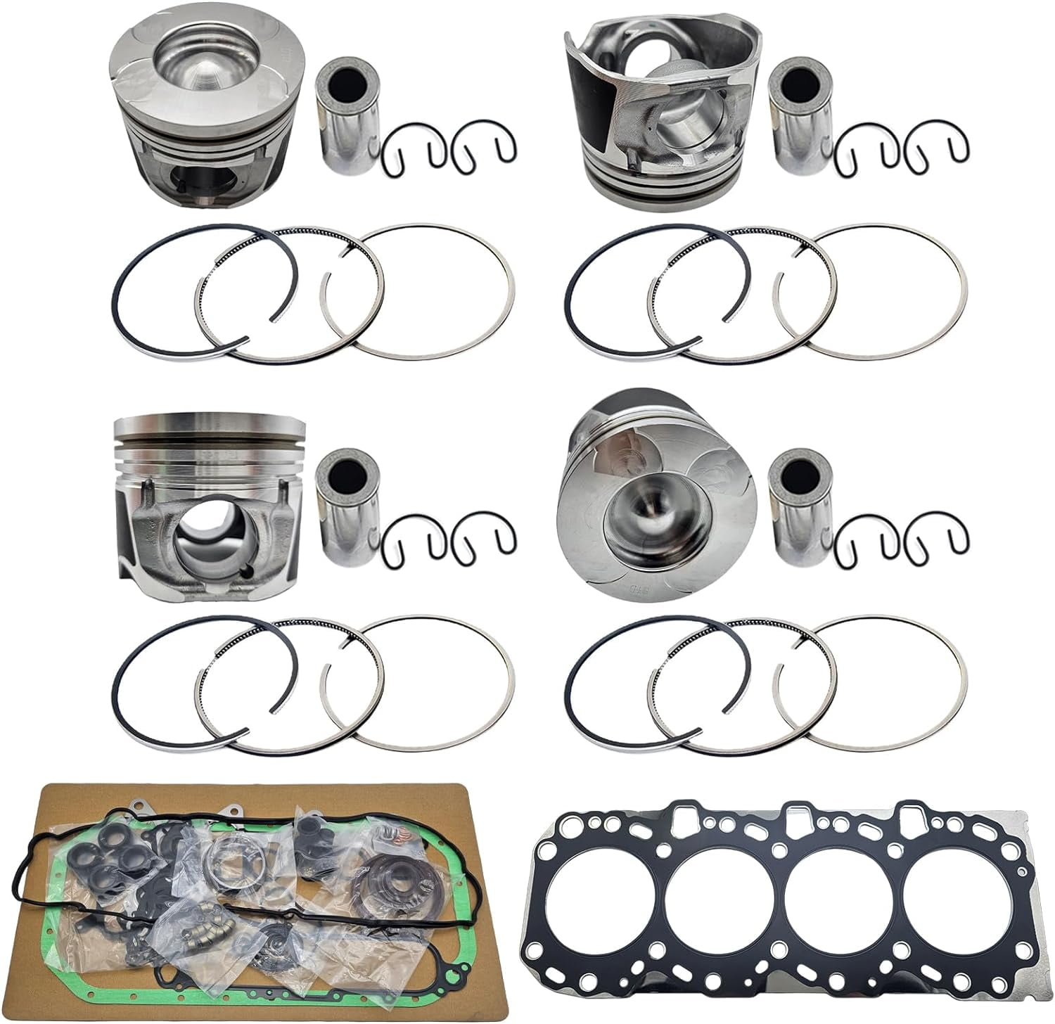 4PCS 1KD Piston + Piston Rings STD With Full Gasket Kit For Toyota 1KD ...