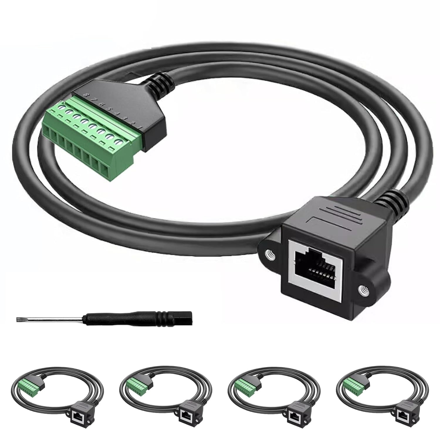 4PCS 1ft/0.3m RJ45 Female Plug to 8 Pin Screw Terminal Connector for ...