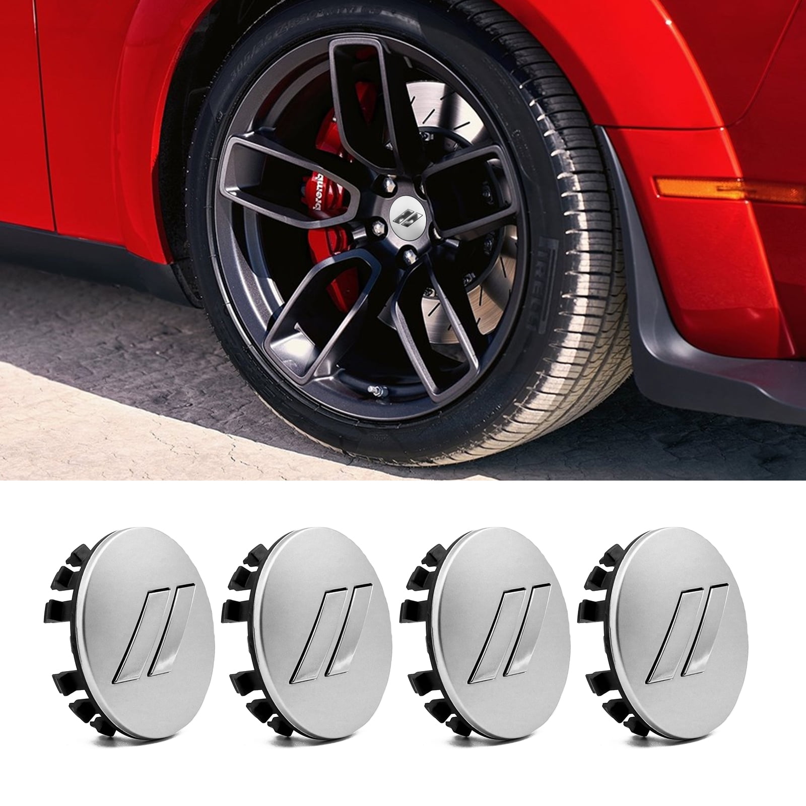 4PCS 2 1/2 Inches 64mm Silver and Chrome // Slants Car Plastic Custom ...