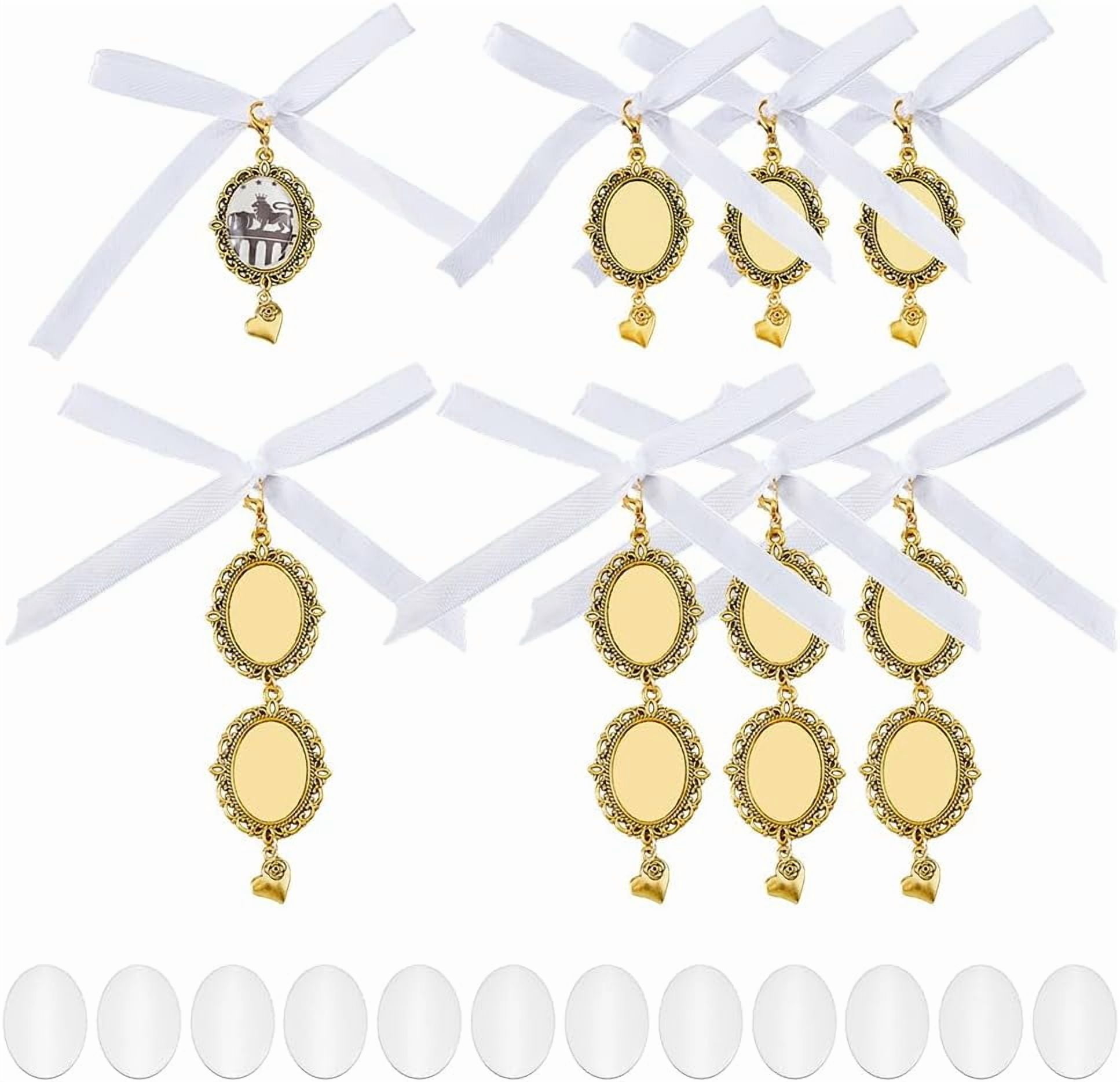 4PCS 2 Styles Wedding Memory Charm Alloy Photo Bouquet Charm Golden ...