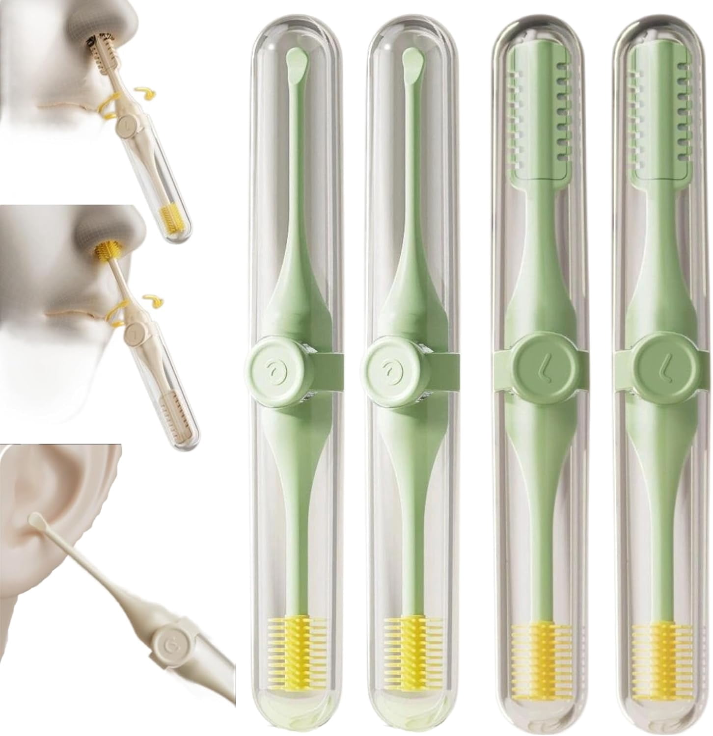 4PCS 2-in-1 Nose Hair Trimmer, Silicone Brush Manual Nose Hair Scraper ...