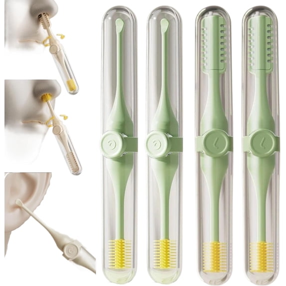 4PCS 2-in-1 Nose Hair Trimmer, Silicone Brush Manual Nose Hair Scraper ...