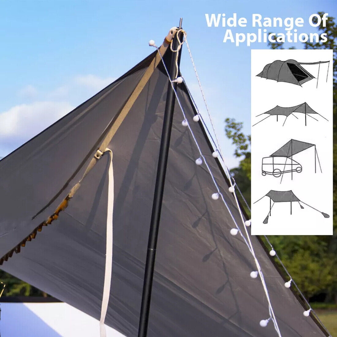 4PCS 200CM Adjustable Portable Telescopic Iron Tent Poles Awning ...