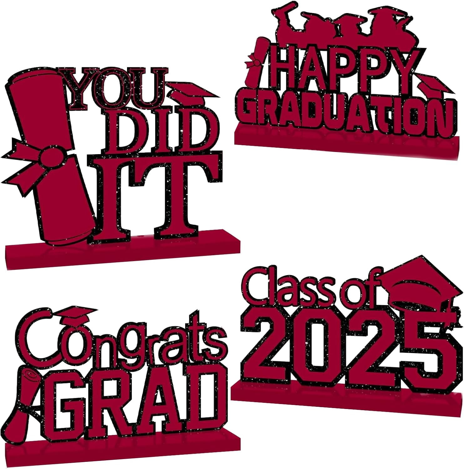 4PCS 2025 Graduation Decorations Class of 2025 Congrats Grad Wooden ...