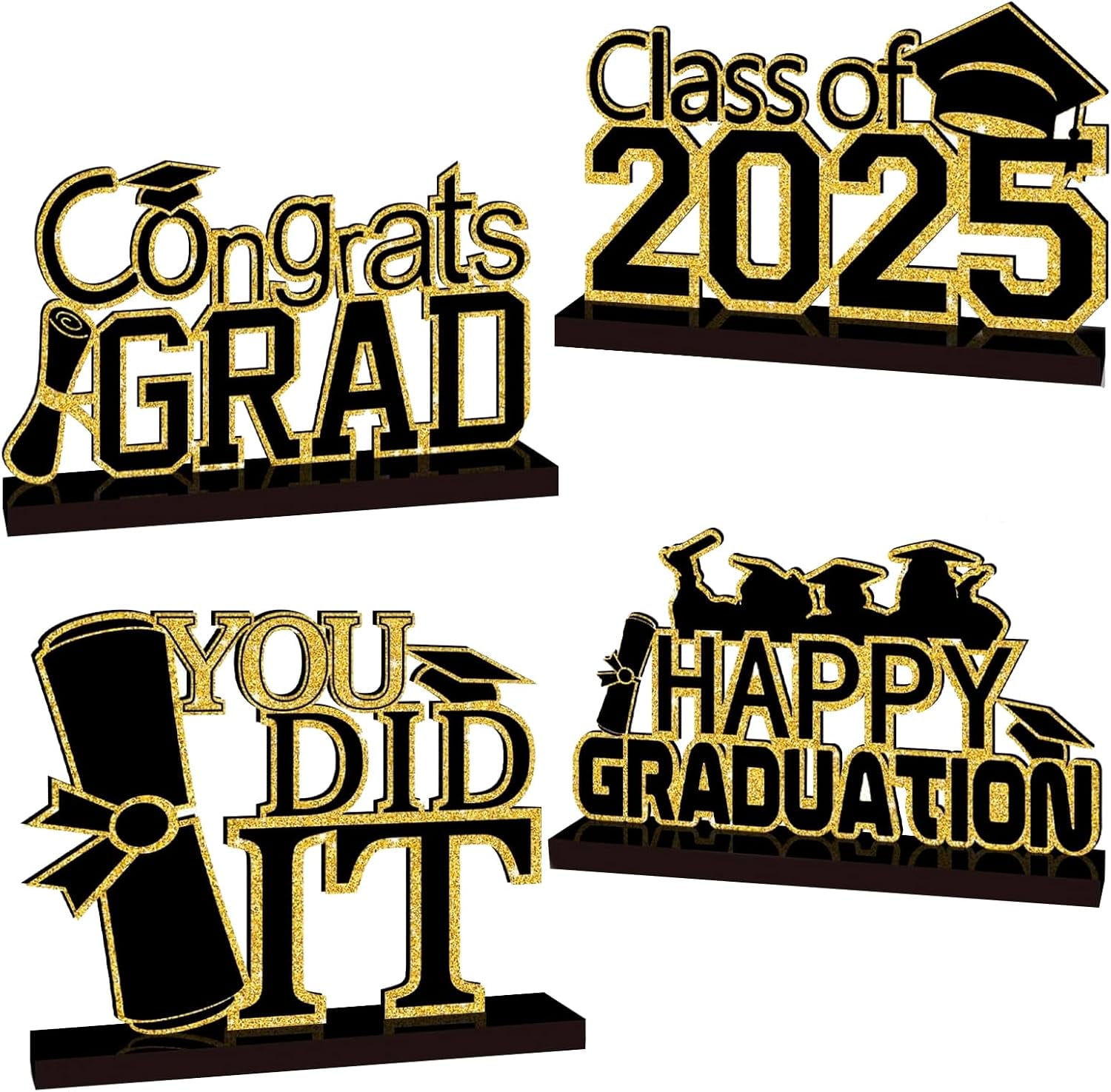 4PCS 2025 Graduation Decorations Class of 2025 Congrats Grad Wooden ...