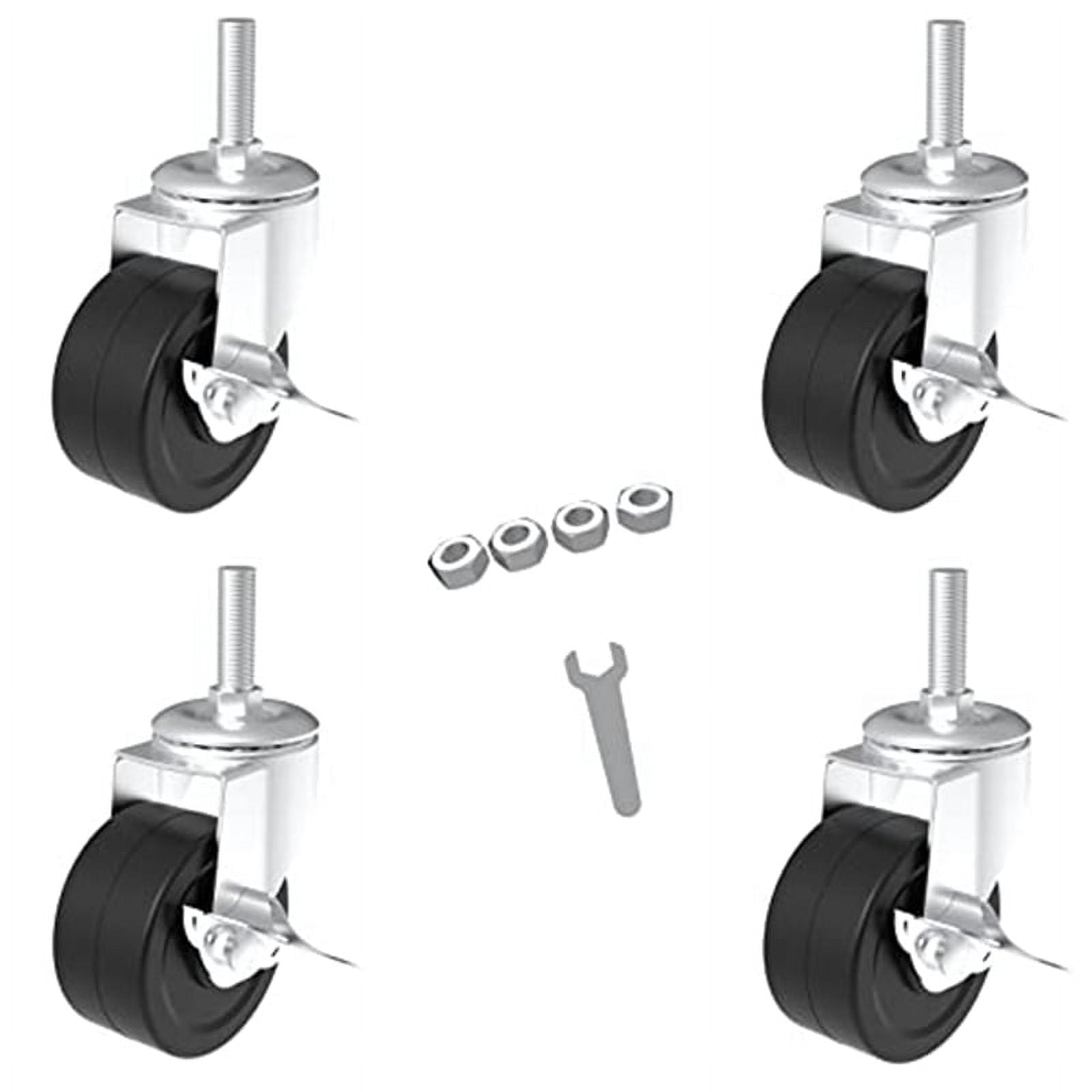 4PCS 2Inch Caster Wheels,Threaded Stem Rubber Casters(Screw Diameter 1 ...