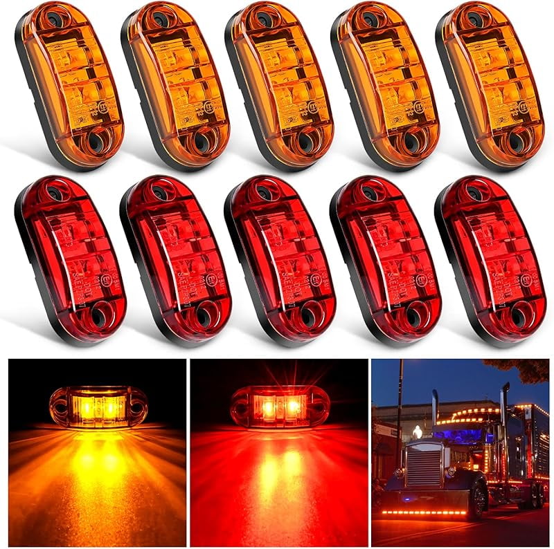 4PCS 3.9 Inch 3 Led Truck Trailer Light Front Rear LED Side Marker ...