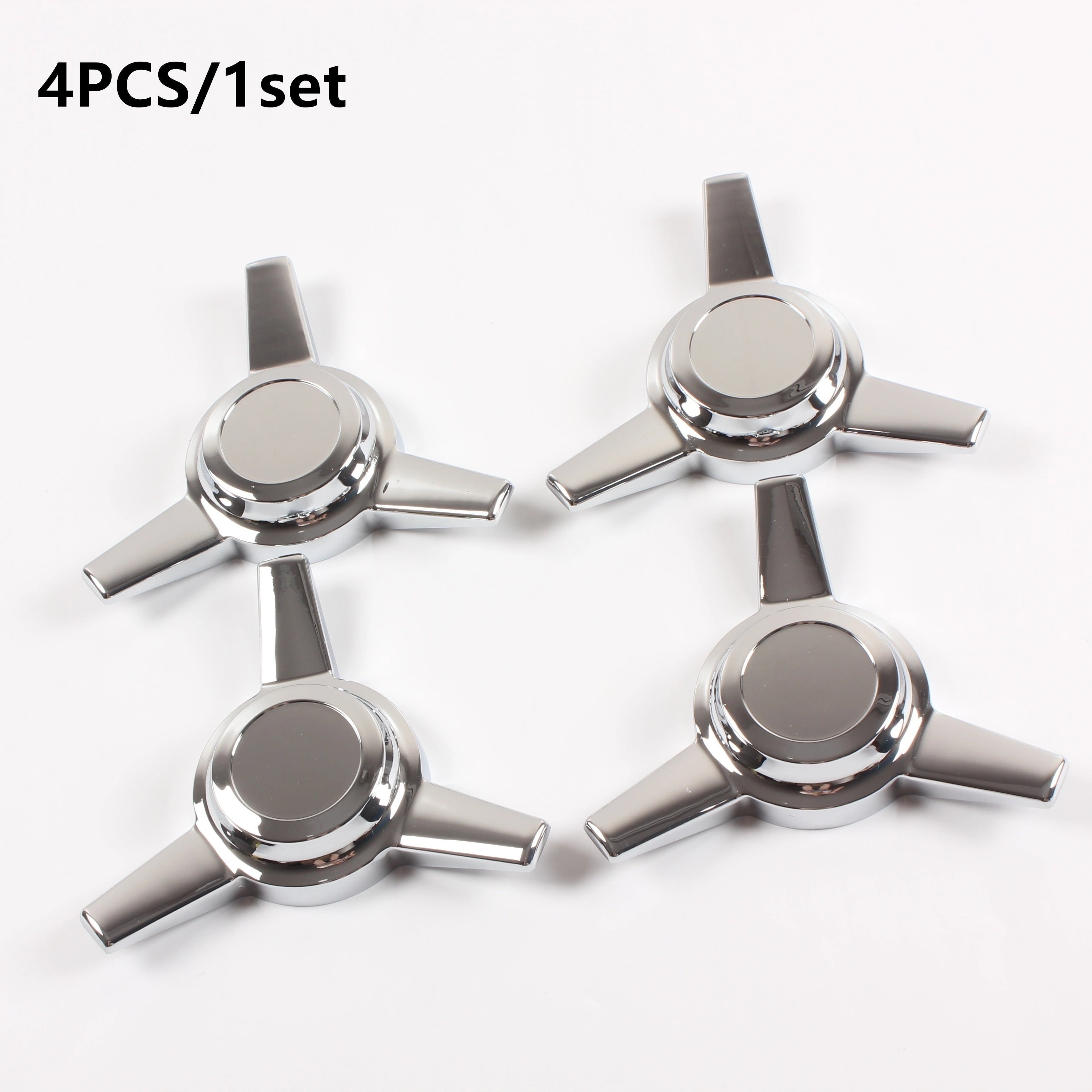 4PCS 3-Bar Spinner Hubcaps Zinc Alloy Wheel Hub Center Caps Knock-Off ...