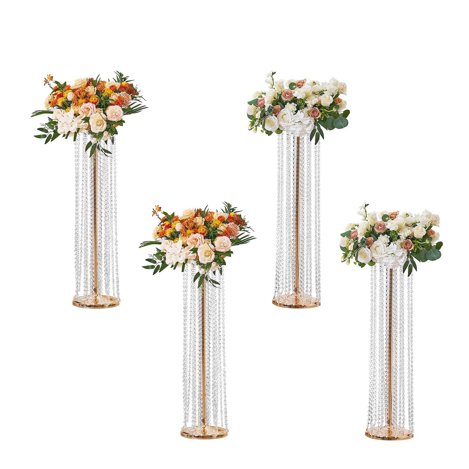 4PCS 35.43inch Tall Crystal Wedding Flowers Stand, Luxurious ...