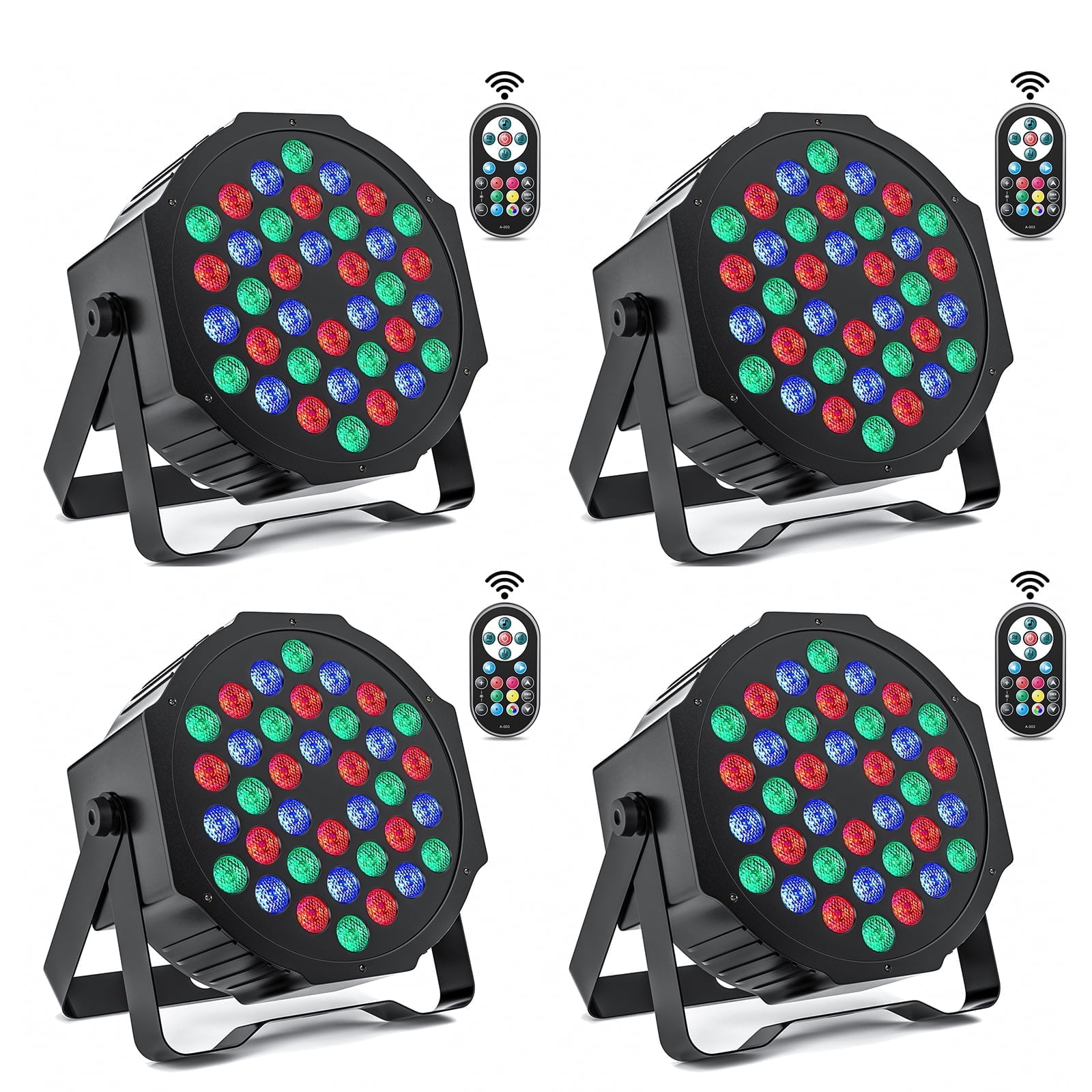 Free Shipping! Wondnuga 36-LED RGB DJ Par Lights with Remote, DMX Sound ...