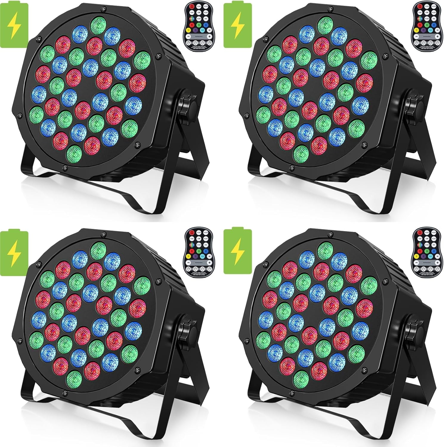 Rechargeable Stage Lights, 4pcs Wireless LED Par Lights DJ Uplights ...