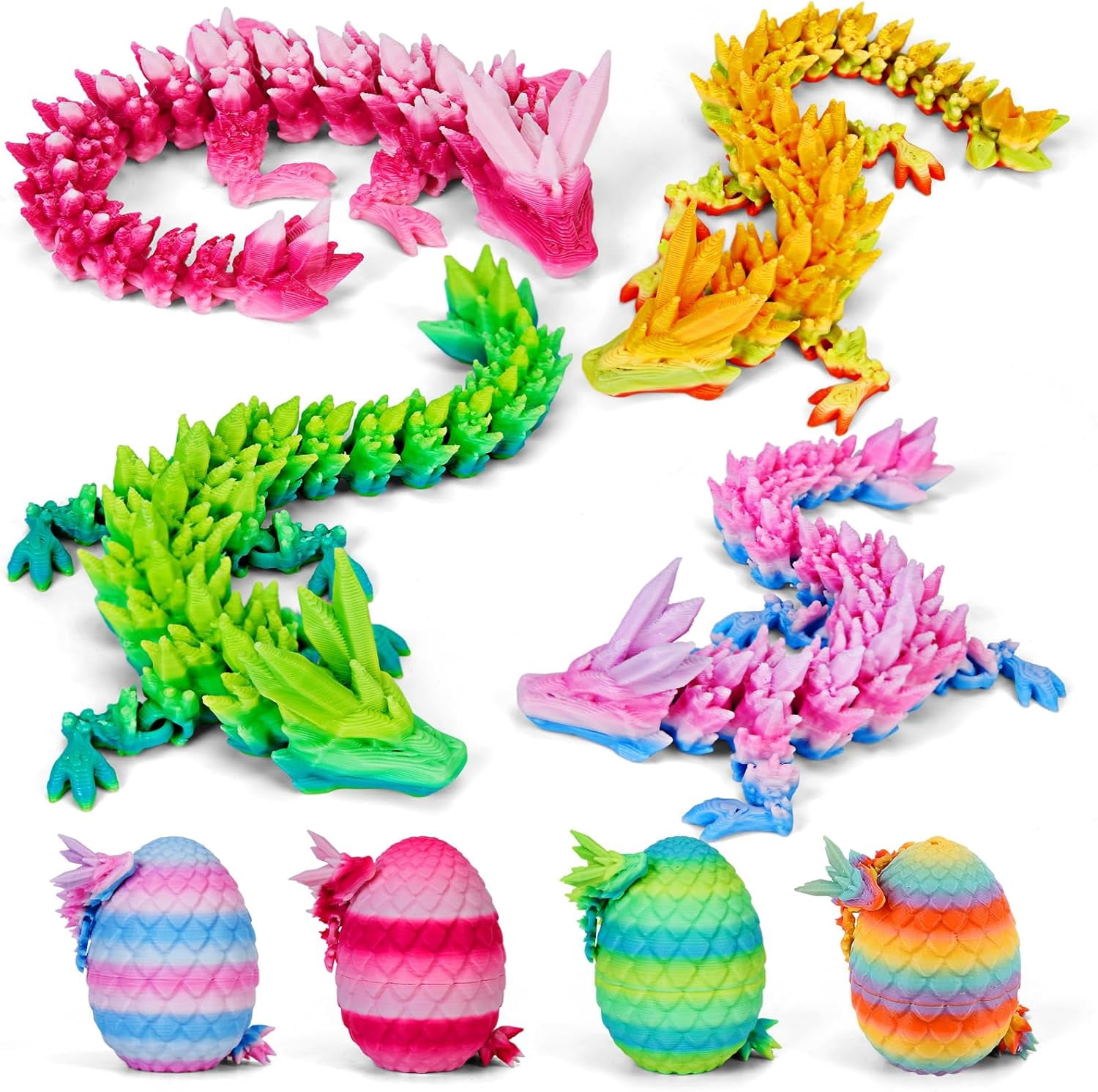 4PCS 3D Printed Dragon Egg, Mystery Easter Egg Articulated Crystal ...