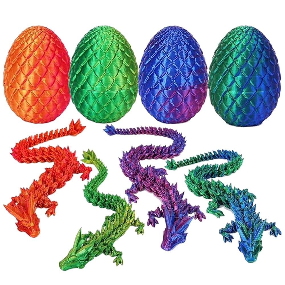4PCS 3D Printed Dragon Eggs with Dragon Inside, 5 inch Articulated ...