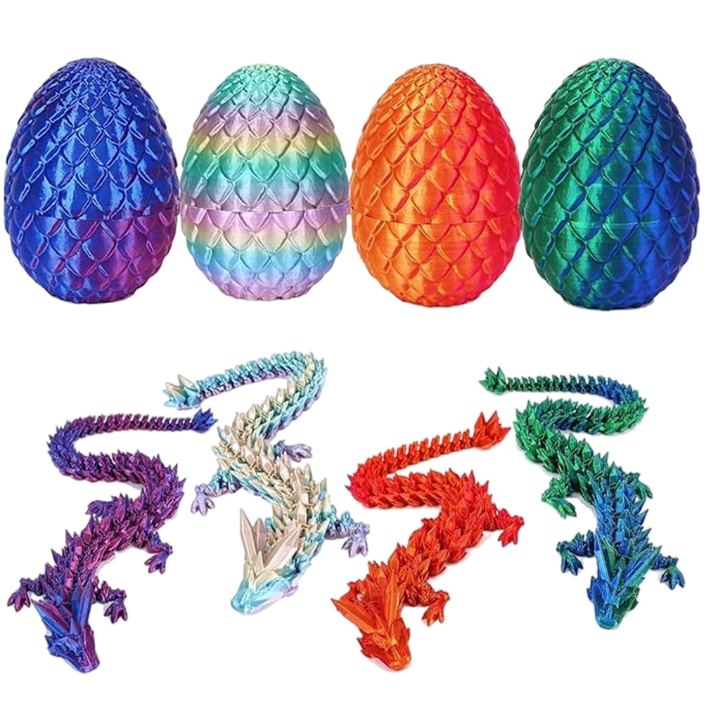 4PCS 3D Printed Dragon Eggs with Dragon Inside, 5 inch Articulated ...