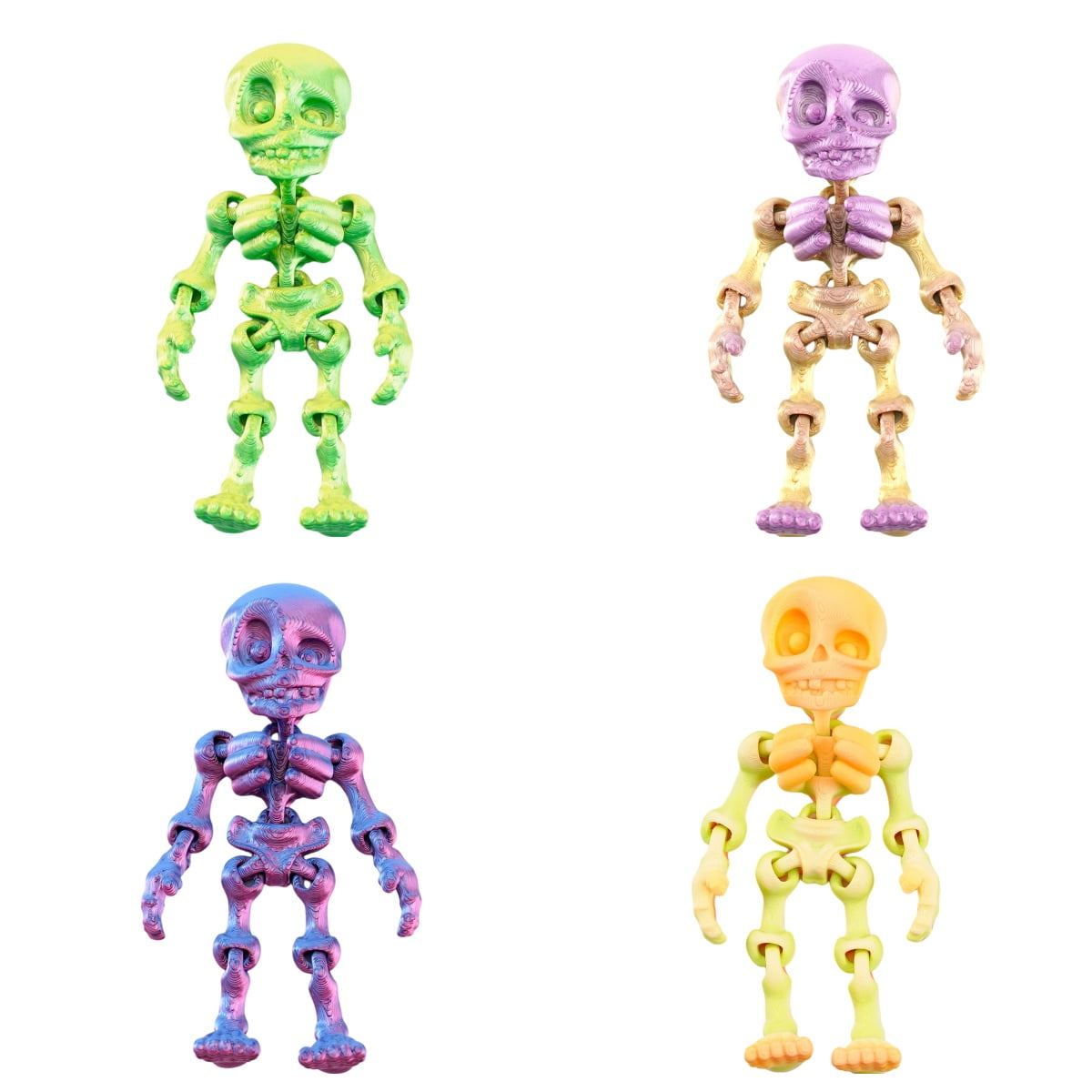 4PCS 3D Printed Skeleton Figurines, 3.2 Inch Halloween Skeleton ...