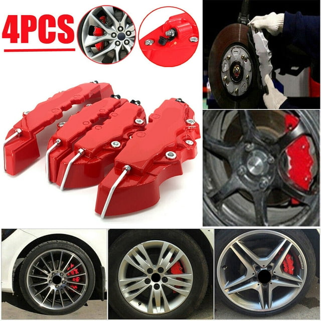 4PCS 3D Red Car Disc Brake Caliper Covers Front & Rear Accessories For ...