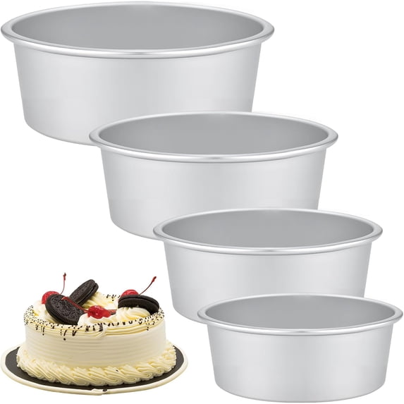 4PCS 4/6/8/10 Inch Aluminum Round Cake Pans, Cake Baking Tins with ...