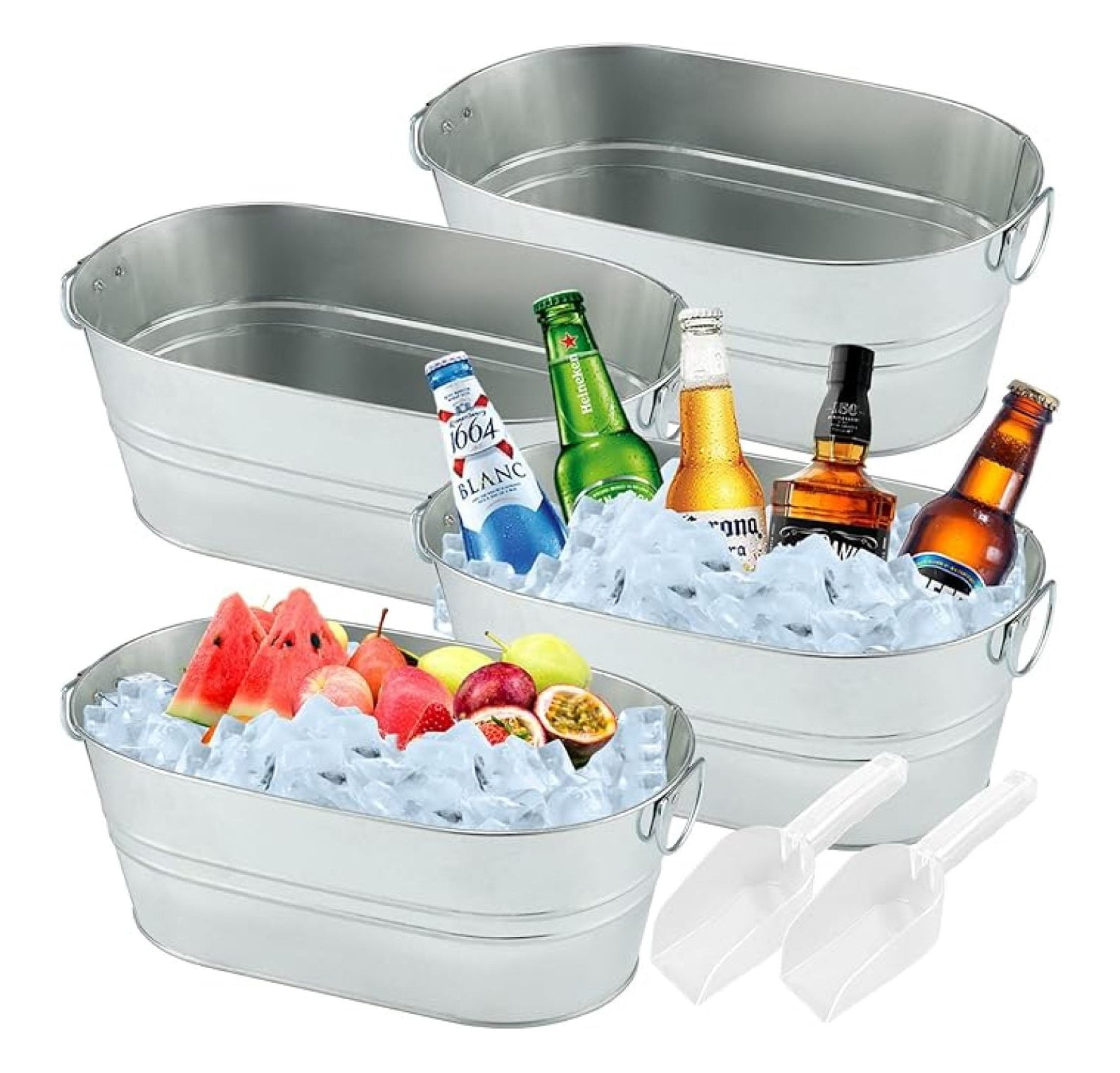 4PCS 4 Gallon Galvanized Tub Champagne Bucket with Carry Handle Large ...