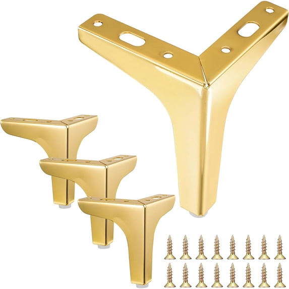 4PCS 4 Inch Gold Metal Furniture Legs Feets, Heavy Duty Triangle Table ...