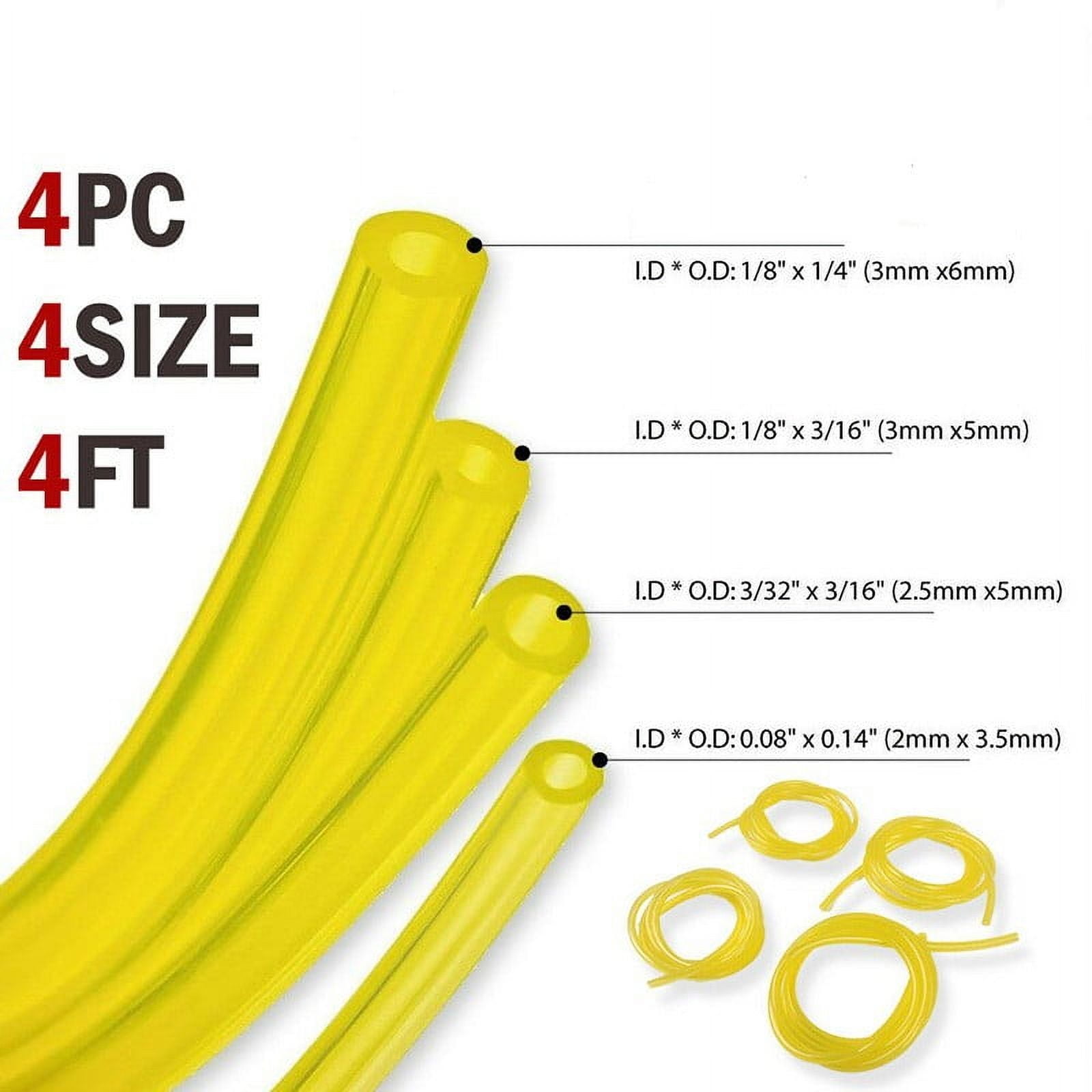 4PCS 4 Sizes Fuel Line Hose Gas Pipe Tubing For Trimmer Chainsaw Blower ...