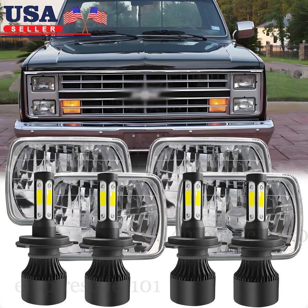 4PCS 4"X6" LED Headlights High-Lo Beam For Chevy C10 Pickup 1981-87 ...