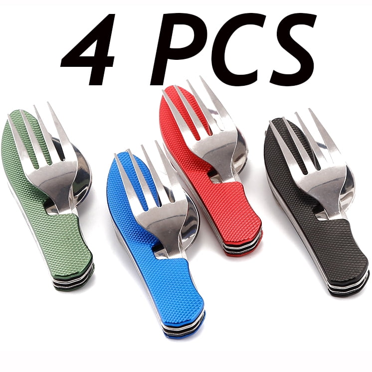 4PCS 4-in-1 Stainless Steel Camping Equipment,Outdoor Detachable ...