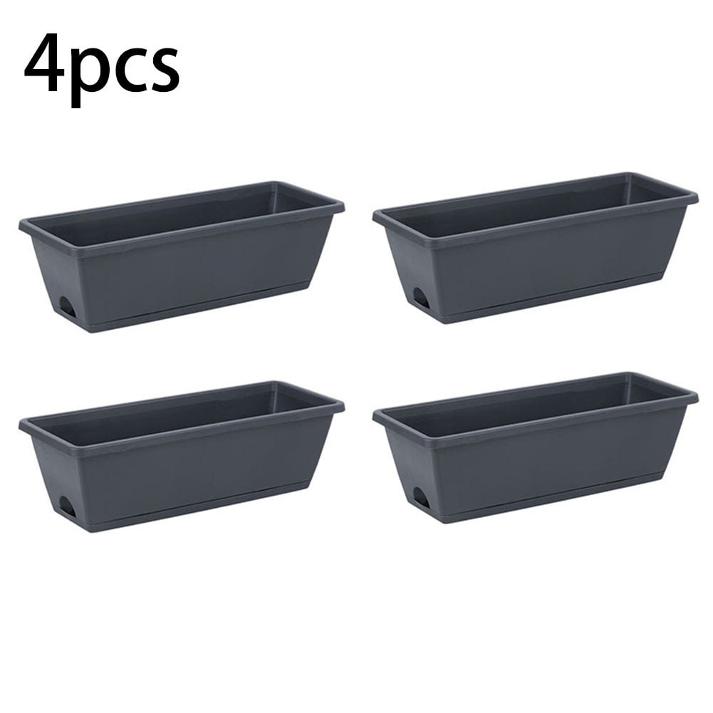 4PCS 42cm Plastic Window Flower Plant Boxes Rectangular Window Box ...