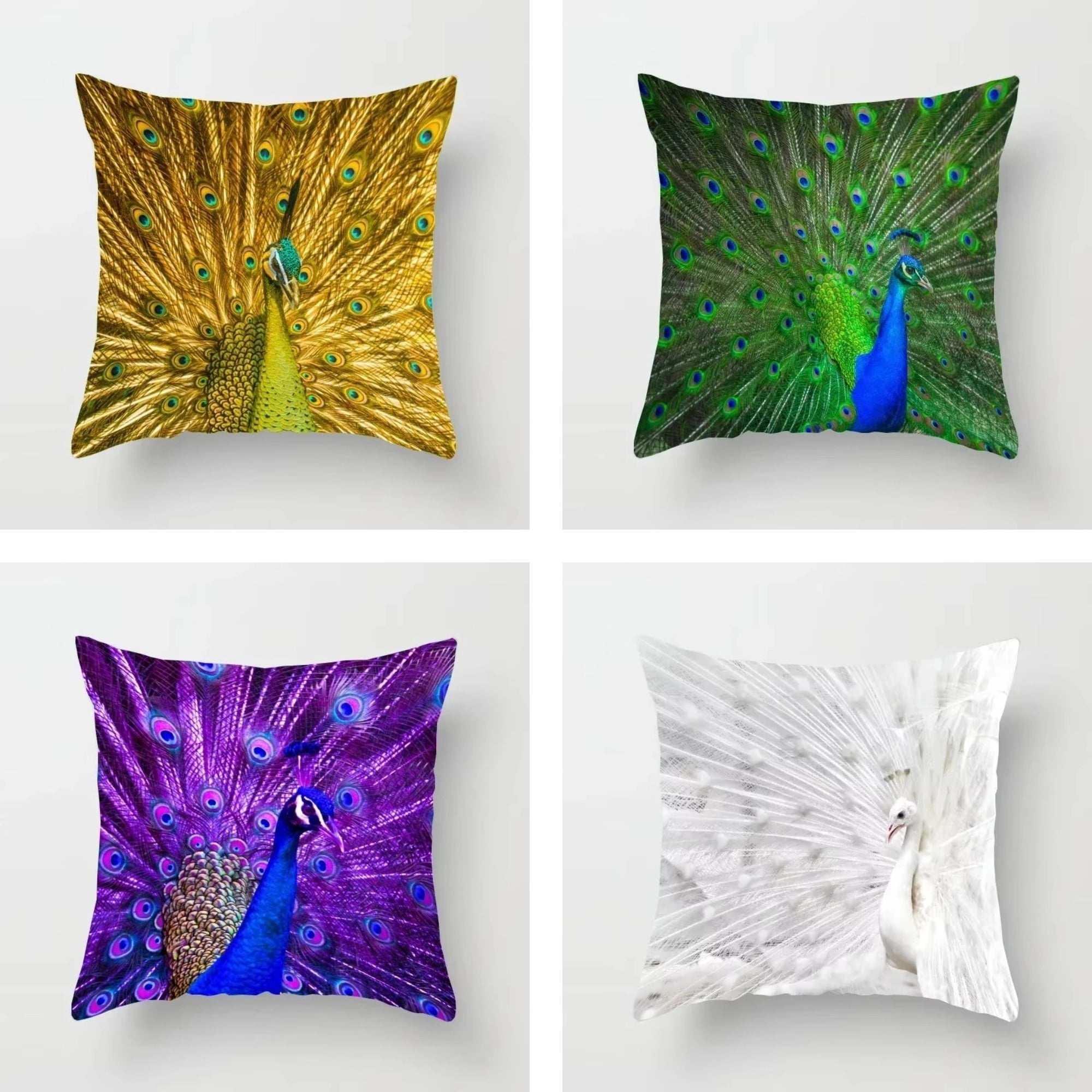 4PCS 45*45cm Creative Peacock Feather Series Pillowcase Art Life Home ...