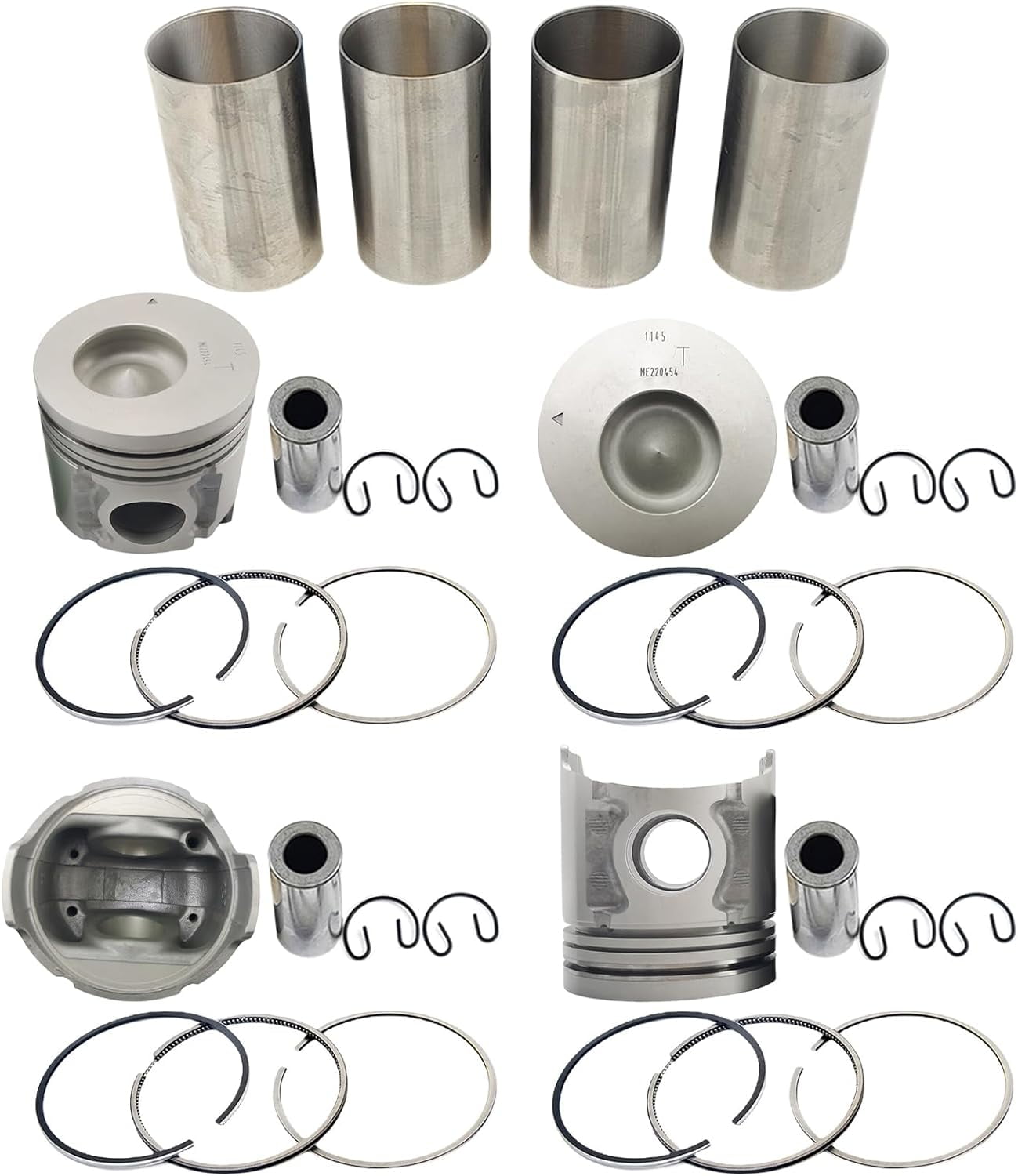 4PCS 4D34 Piston + Piston Rings STD With Cylinder liner half-finished ...