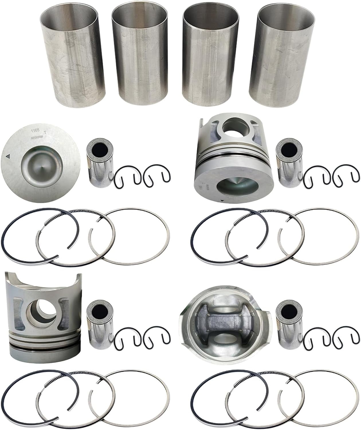 4PCS 4D34 Piston + Piston Rings STD With Cylinder liner half-finished ...