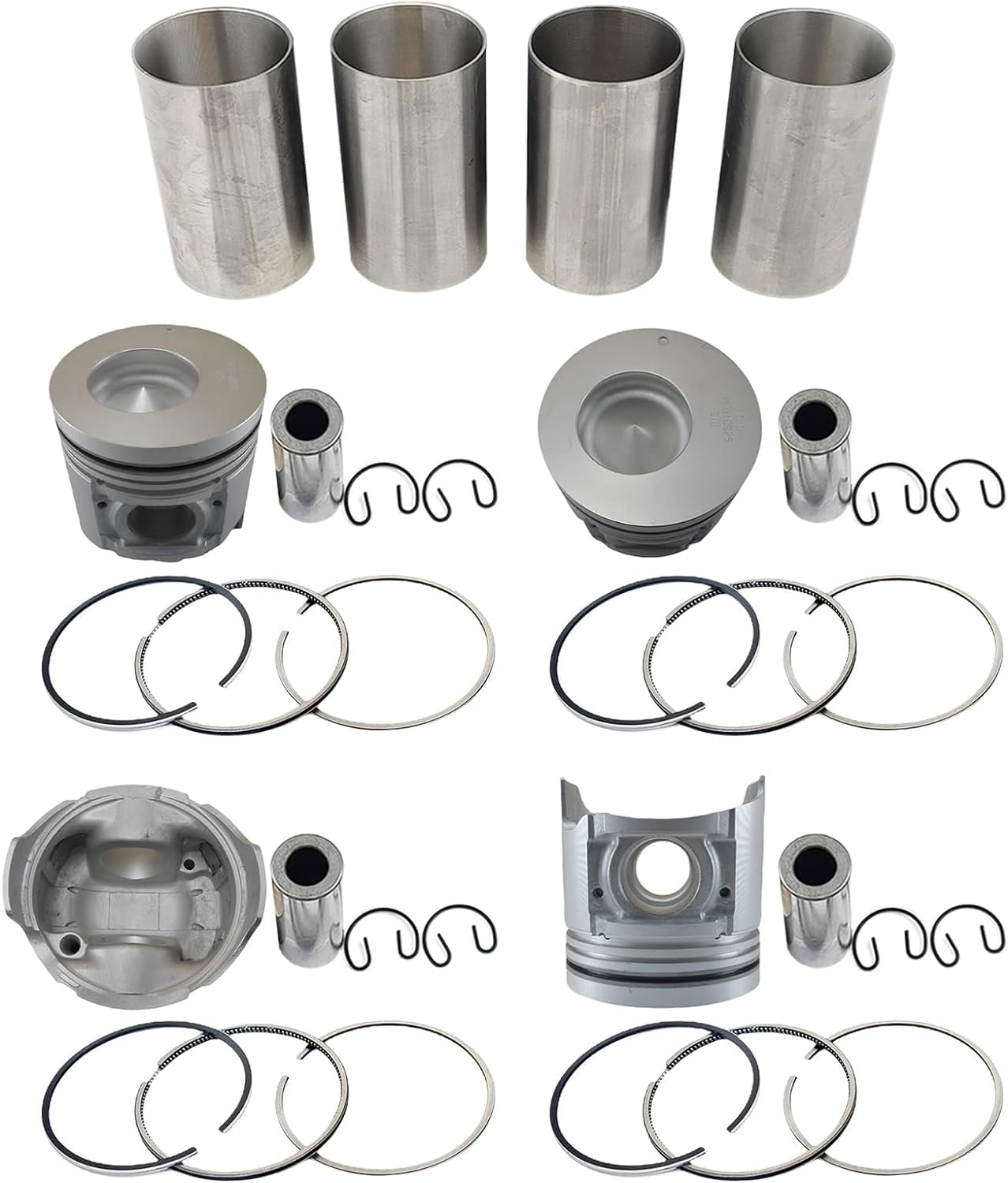4PCS 4D35 Piston + Piston Rings STD With Cylinder liner half-finished ...