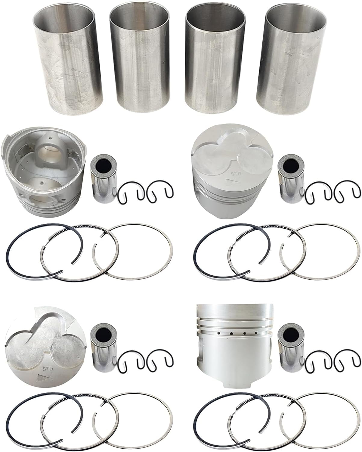 4PCS 4D56 Piston + Piston Rings STD With Cylinder liner half-finished ...